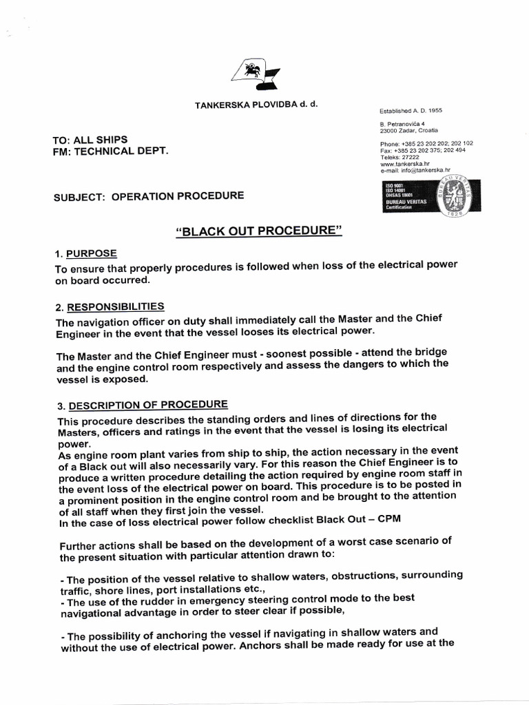 Black out procedure | PDF