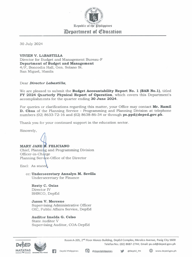 DepEd FY 2024 Quarter 2 BAR 1 | PDF