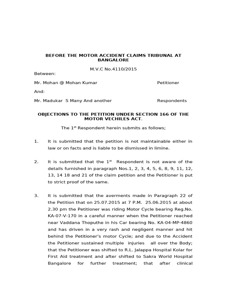 Objection MVC 4110 of 15 | PDF | Affidavit | Justice