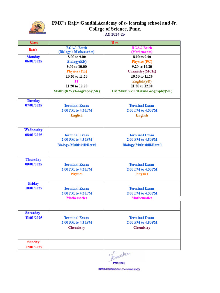 Offline STD 11 & 12 Time Table-3 | PDF