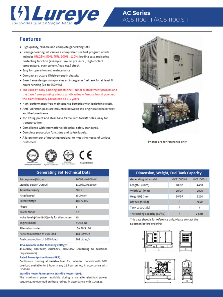 Technical Data AC1100 (S) | PDF | Alternating Current | Engines