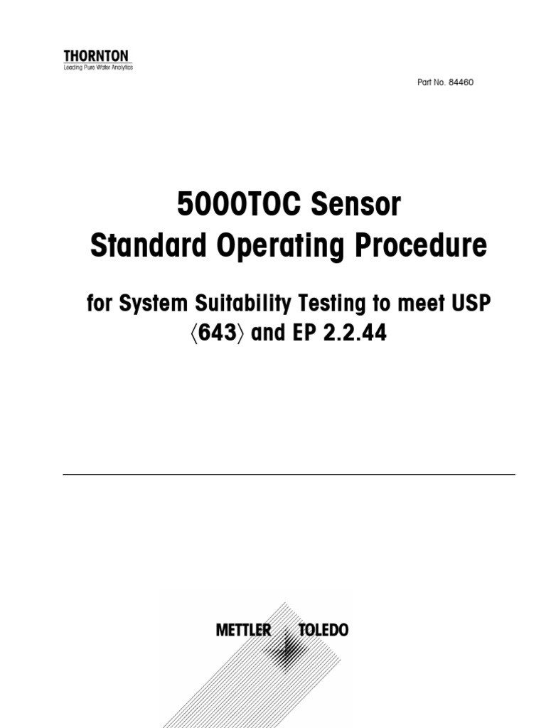 Mettler 5000 Toc Sop SST - Om84460e | PDF | Total Organic Carbon | Screw