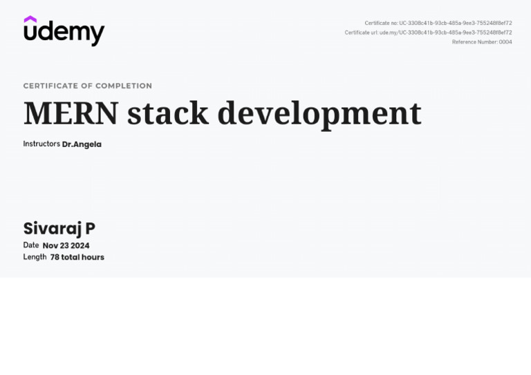 Udemy Certificate | PDF