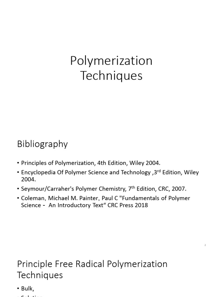 Polymerization Techniques | PDF | Polymerization | Polymers