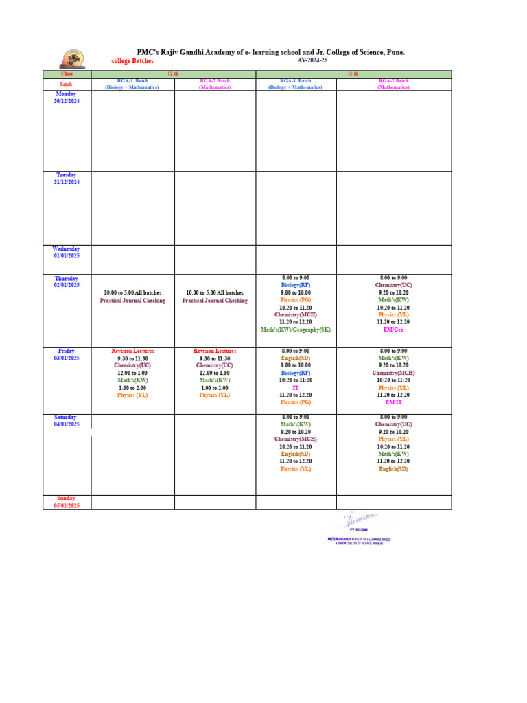 Offline STD 11 & 12 Time Table-2 | PDF
