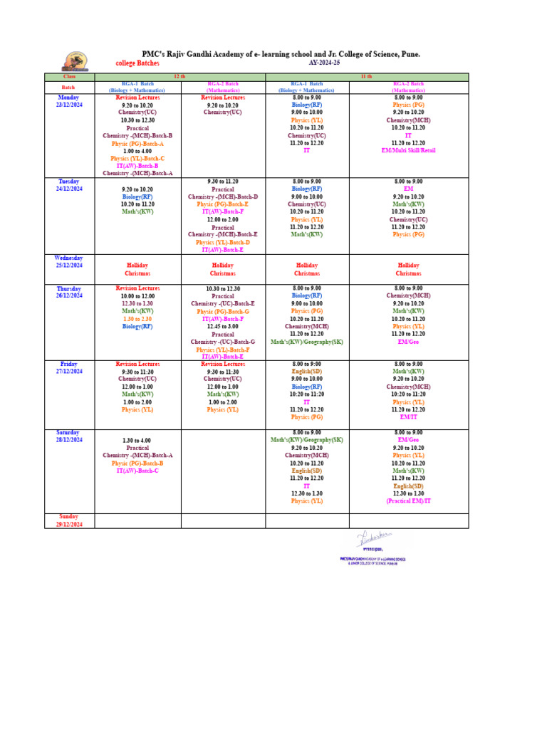Offline Std 11 & 12 Time table-1 | PDF