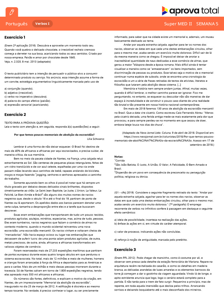 Português Verbos Aprova | PDF | Assunto (gramática) | Tempo