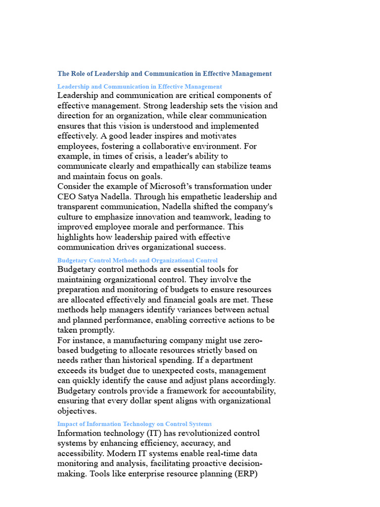 Leadership Communication Management | PDF | Leadership | System
