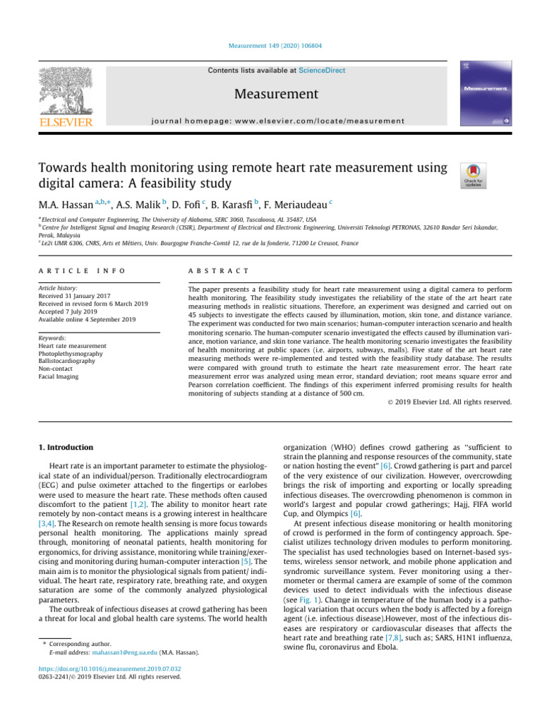 2.Towards health monitoring using remote heart rate measurement using a digital camera... | PDF ...