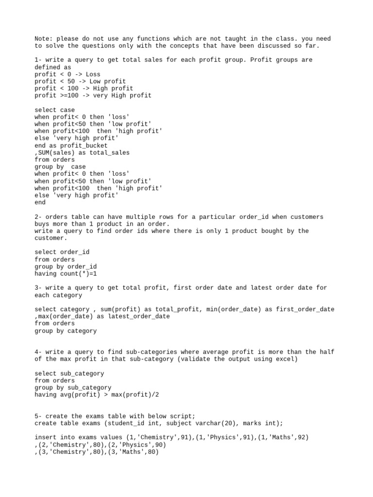 SQL Queries for Sales and Returns Analysis | PDF