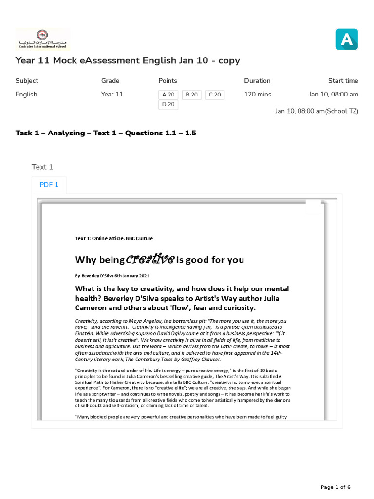 Year 11 MYP Sample Exam | PDF