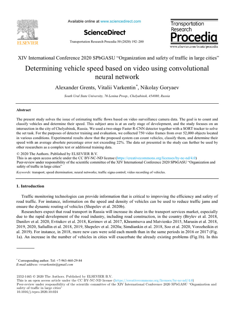 Determining Vehicle Speed Based On Video Using Convolutional Neural Network 1 S2 0