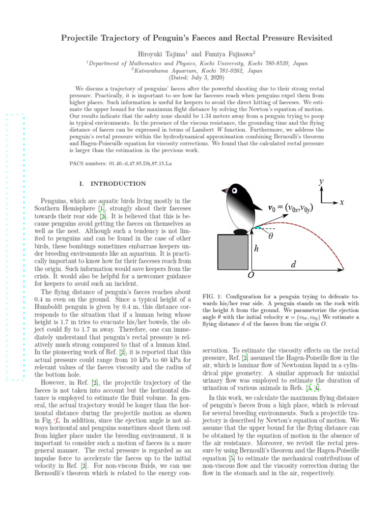 Penguin Poop Trajectory Analysis | PDF | Fluid Dynamics | Pressure