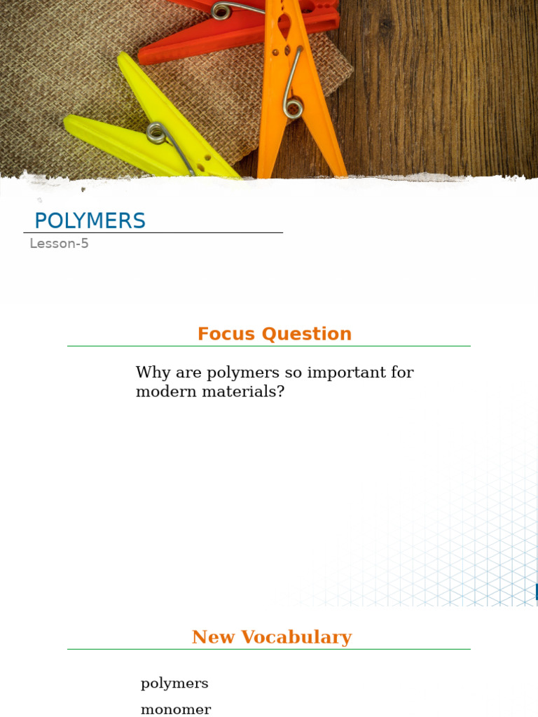 Lesson 5 Polymers | PDF | Polymers | Plastic