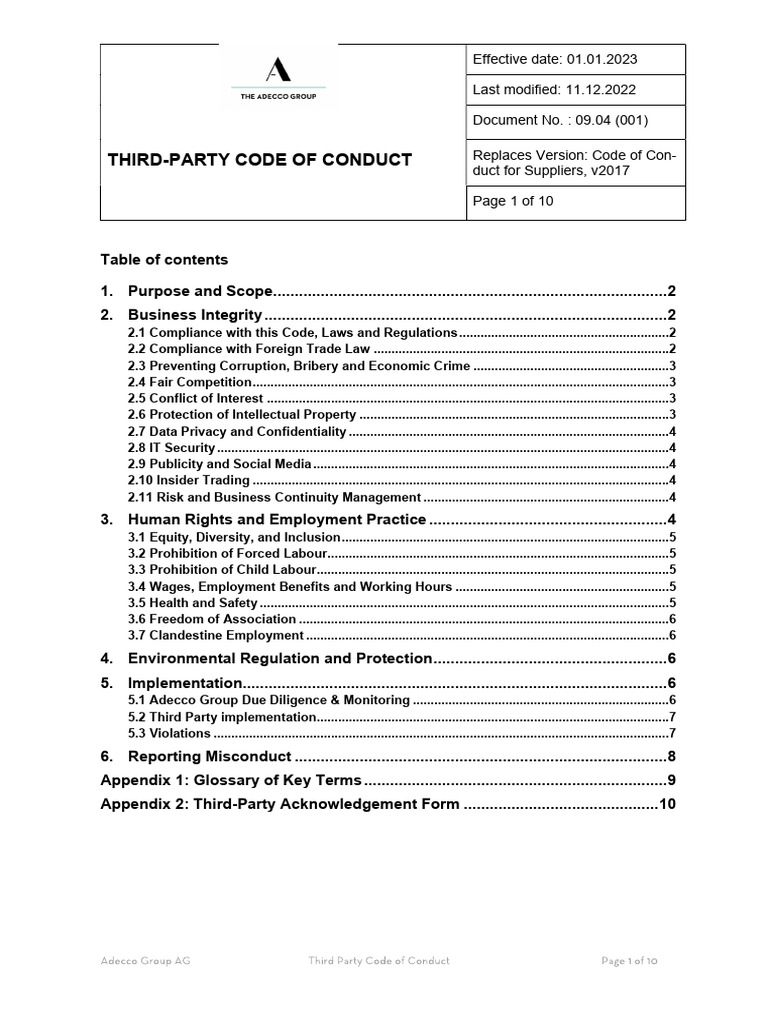 GP 0904 001 Third Party Code of Conductfinal Approved 20221218 | PDF ...