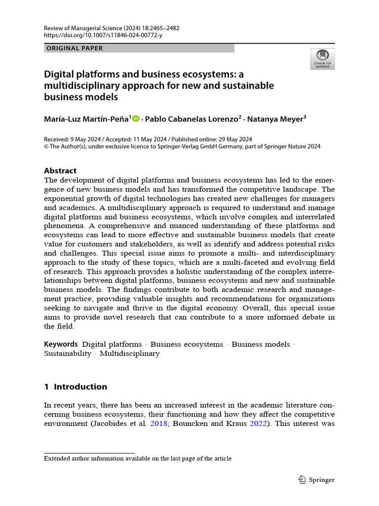 Digital Platforms & Ecosystems: New Models | PDF | Business Model ...