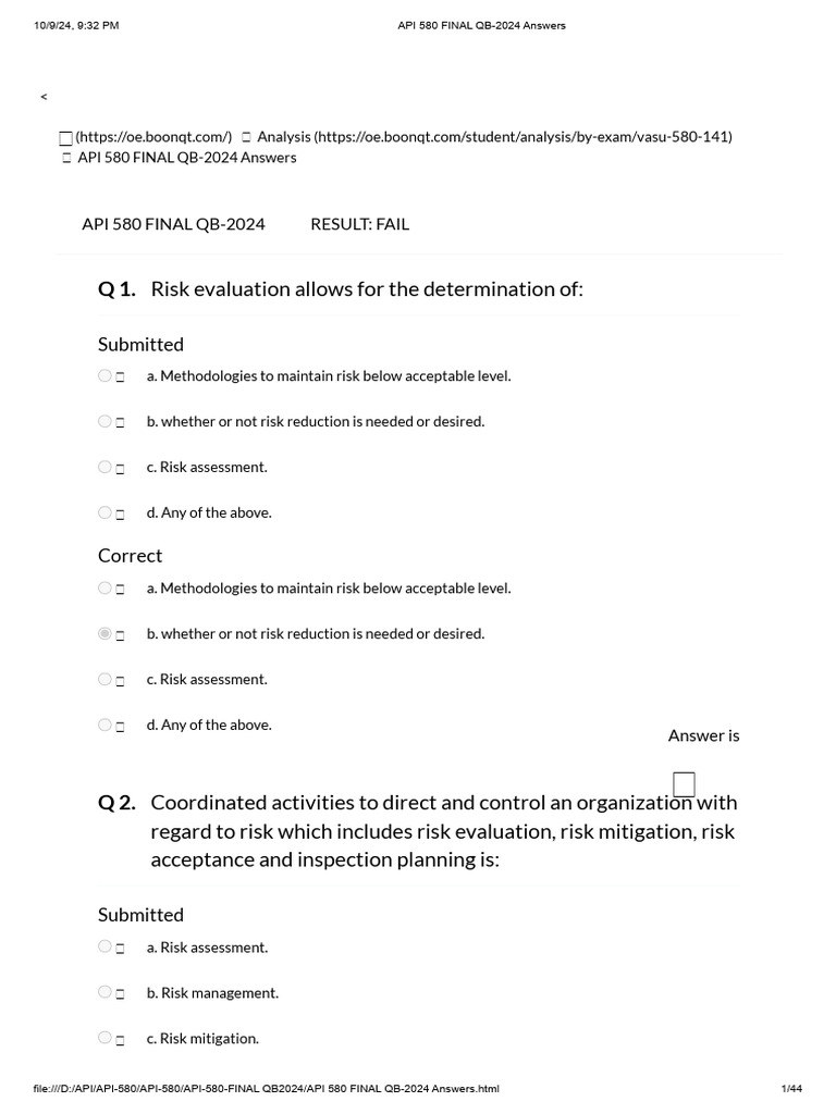 API 580 FINAL QB-2024 Answers | PDF