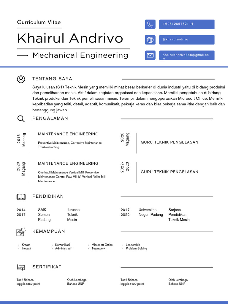 CV ATS Khairul Andrivo | PDF