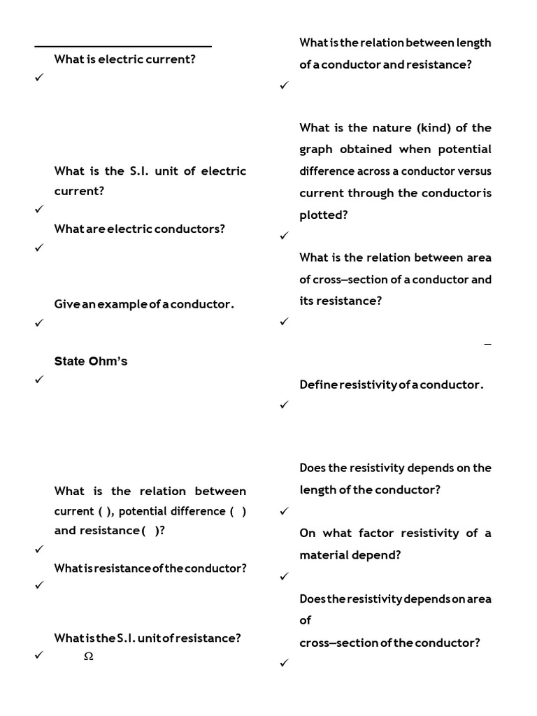 Viva Questions Physics 2022 | PDF | Electrical Resistivity And Conductivity | Electrical ...