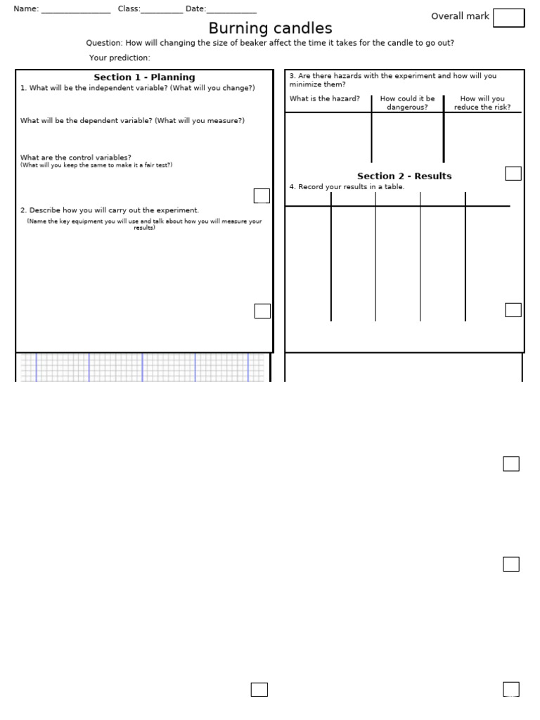 D-Burning candles - Investigation sheet | PDF