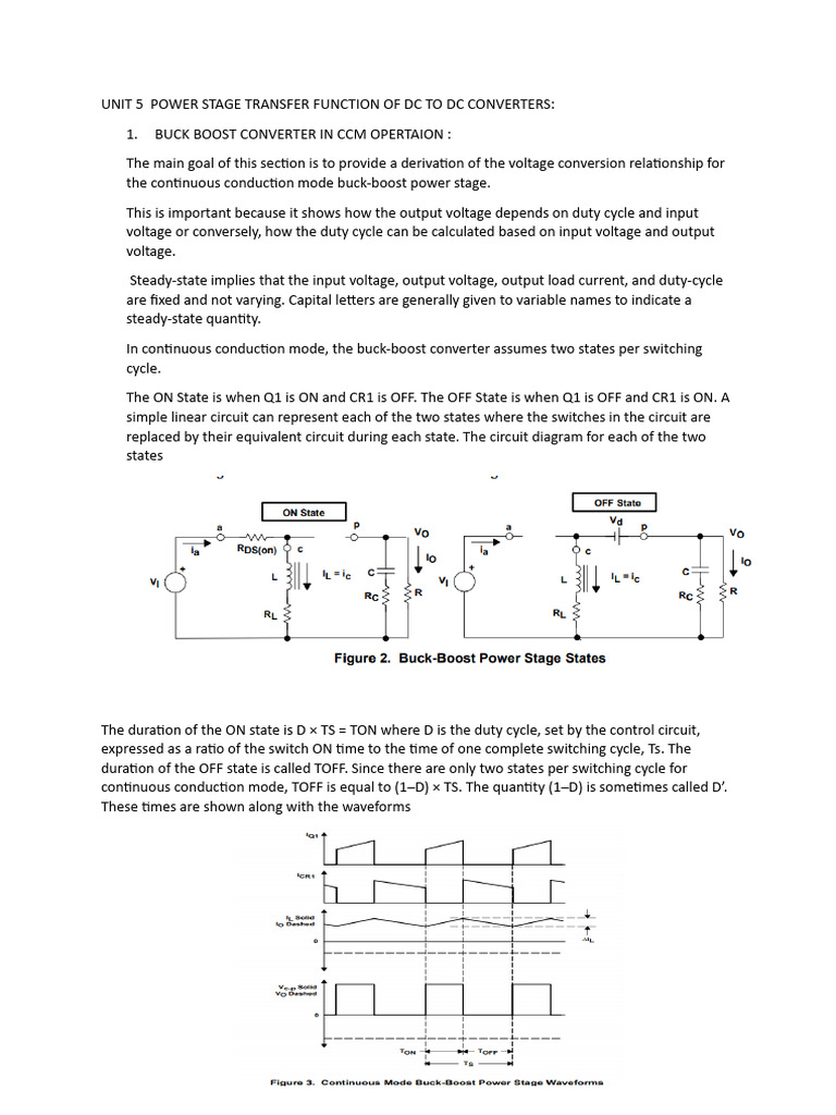 Unit 5 Power Stage Transfer Function of DC To DC Converters | PDF ...