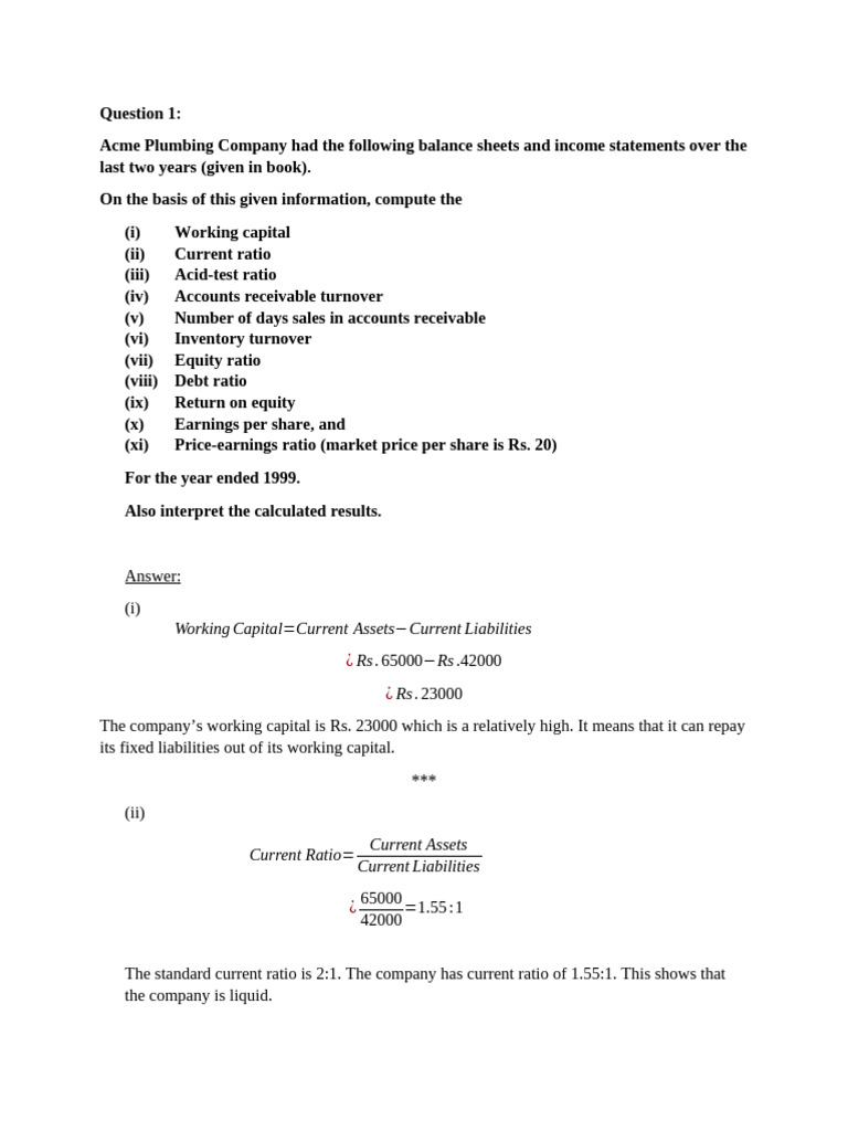 Different Financial Ratios Calculation | PDF | Equity (Finance ...