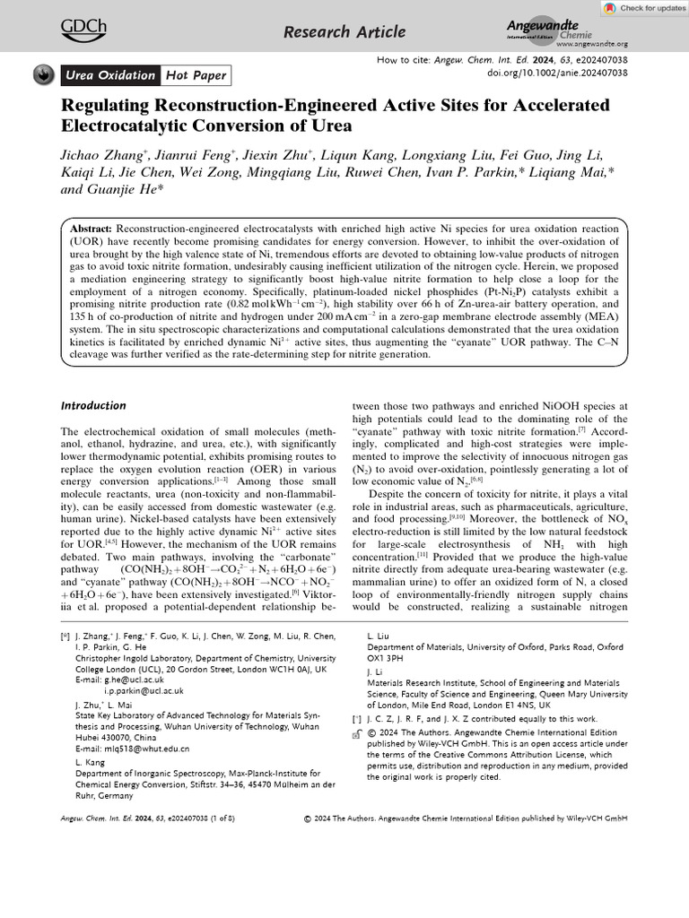 Angew Chem Int Ed - 2024 - Zhang - Regulating Reconstruction‐Engineered ...