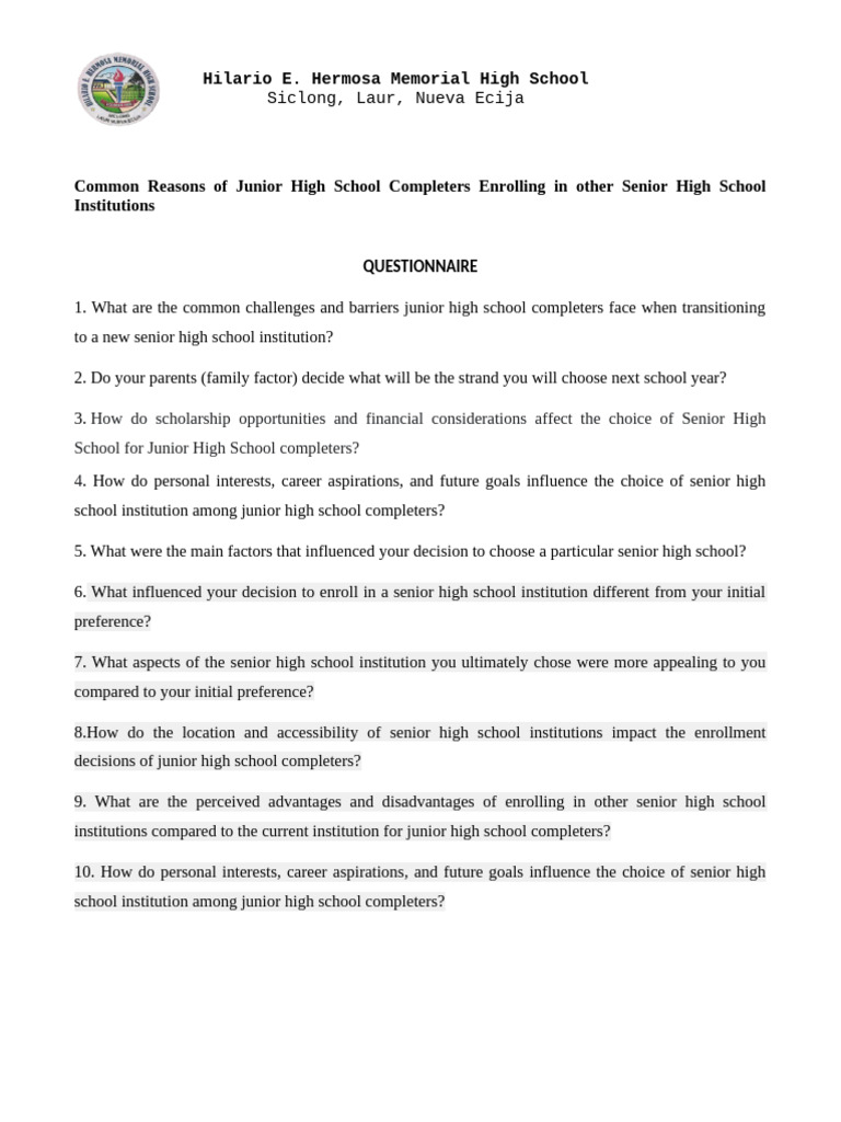 Group 7 Questionnaire | PDF