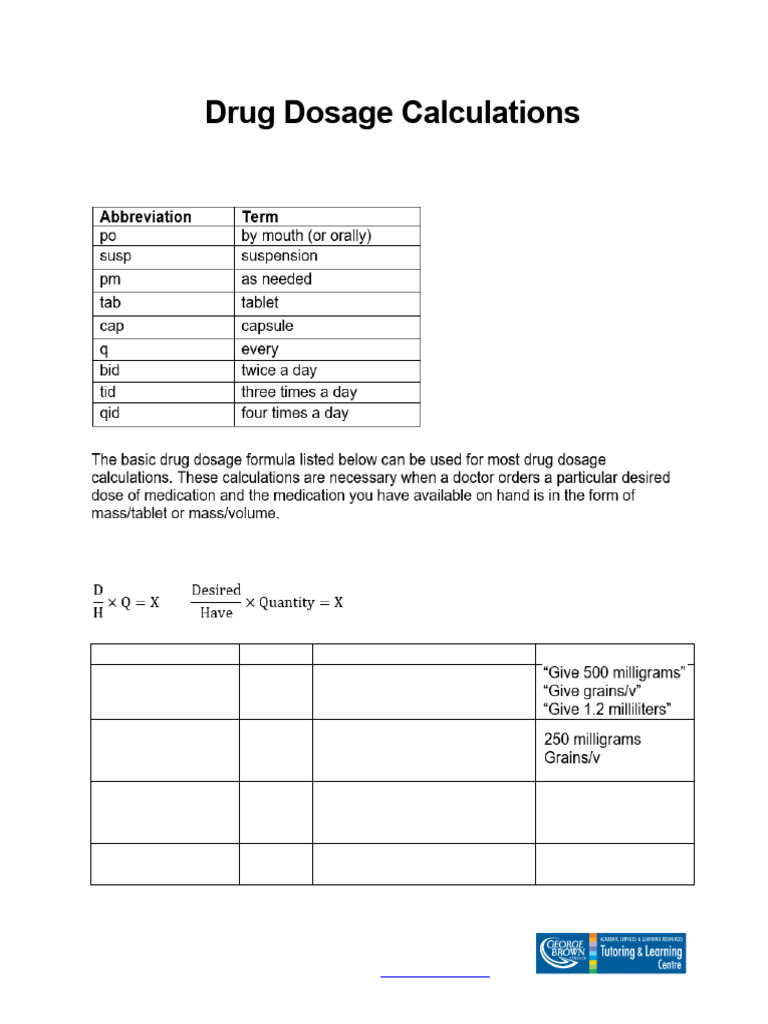 Drug Dosage Calculations | PDF | Dose (Biochemistry) | Chemistry