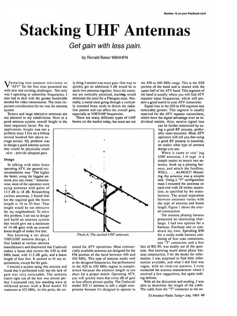 Stacking UHF Antennas | PDF