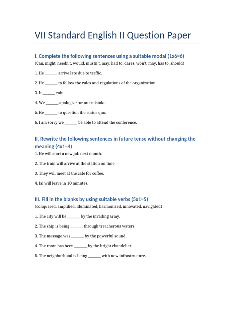 Grade 7 English Exam Prep | PDF | Syntax | Linguistic Morphology