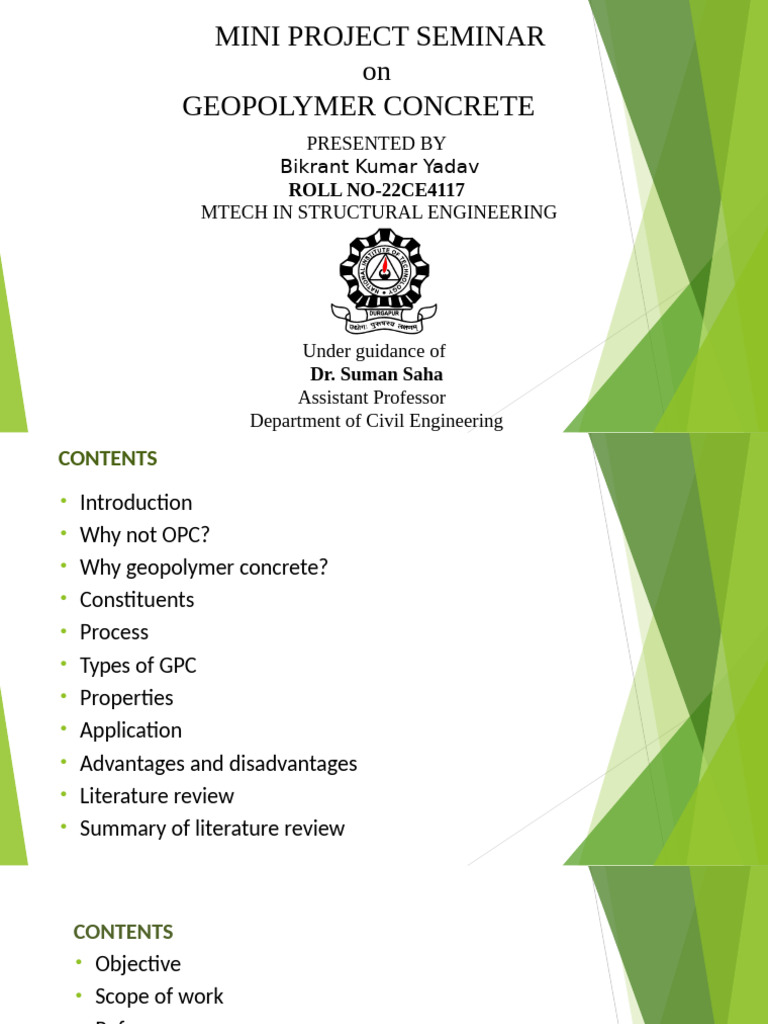 Bikrant Mini Project Present on GPC (1) | PDF | Concrete | Cement