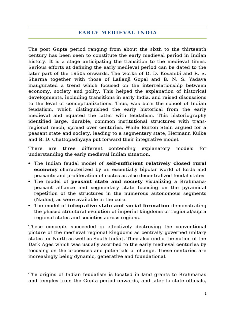 Early Medieval India | PDF | Feudalism | Peasant