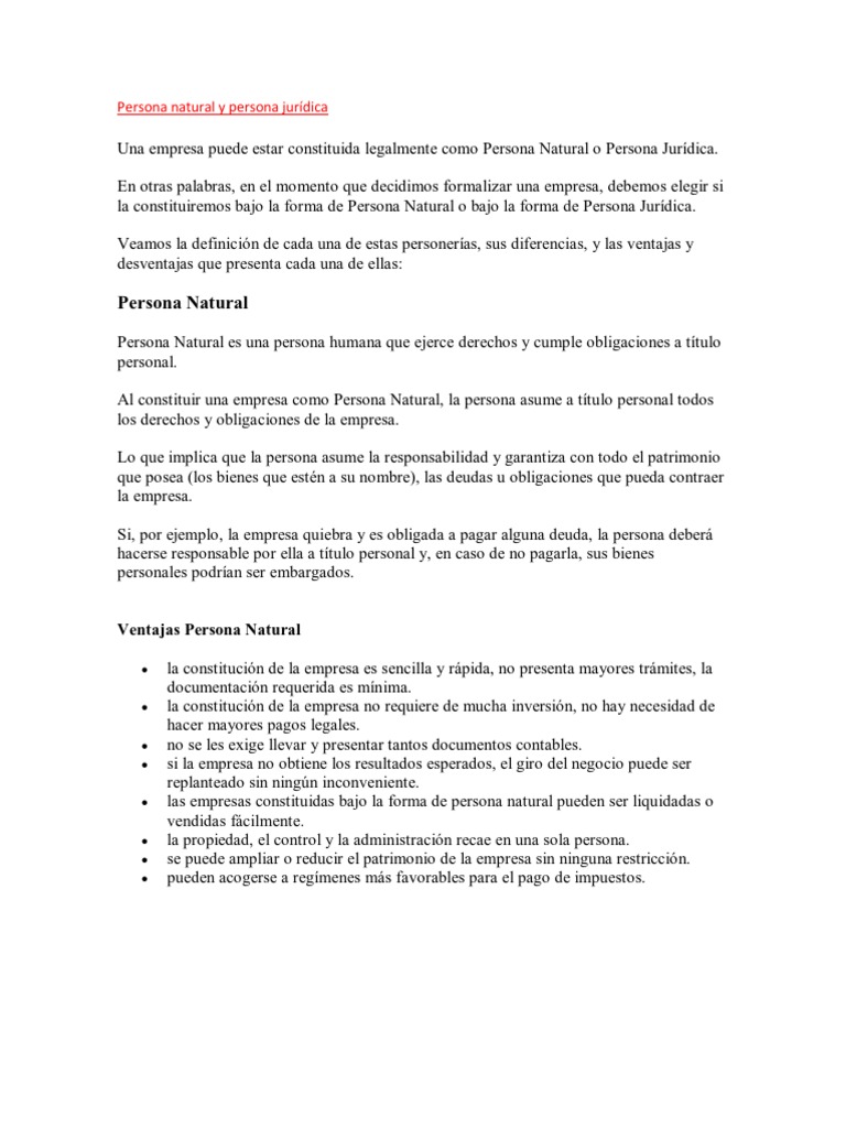 Persona Natural y Persona Jurídica | PDF | Sociedad de responsabilidad ...