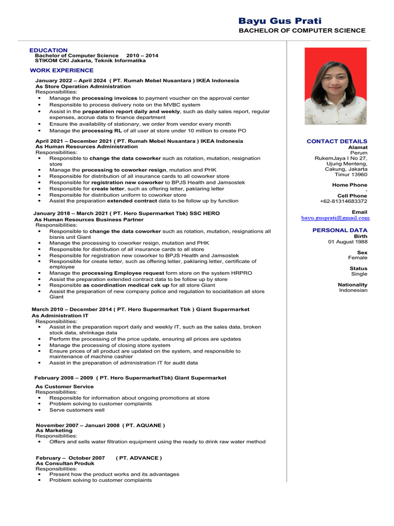 CV NEW BAYU | PDF | Computing