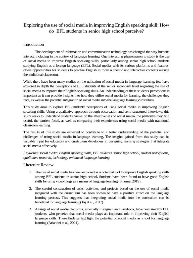 Exploring The Use of Social Media in Improving English Speaking Skill ...