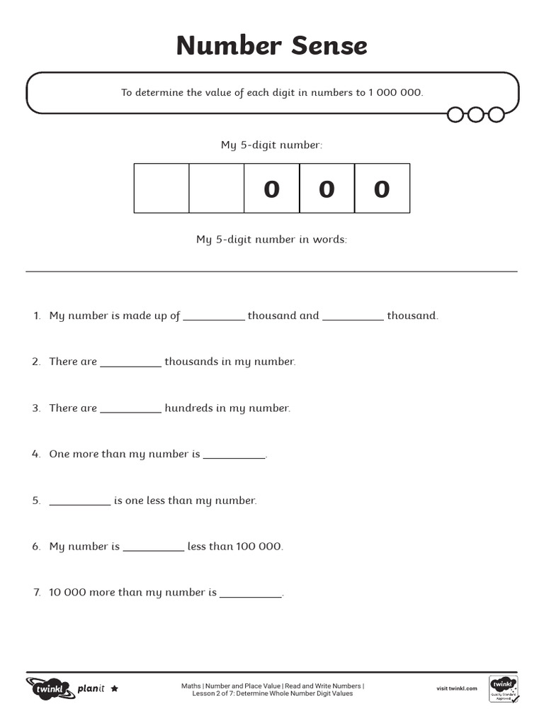 Digit Detectives - Number Sense Activity Sheet | PDF | Mathematics ...