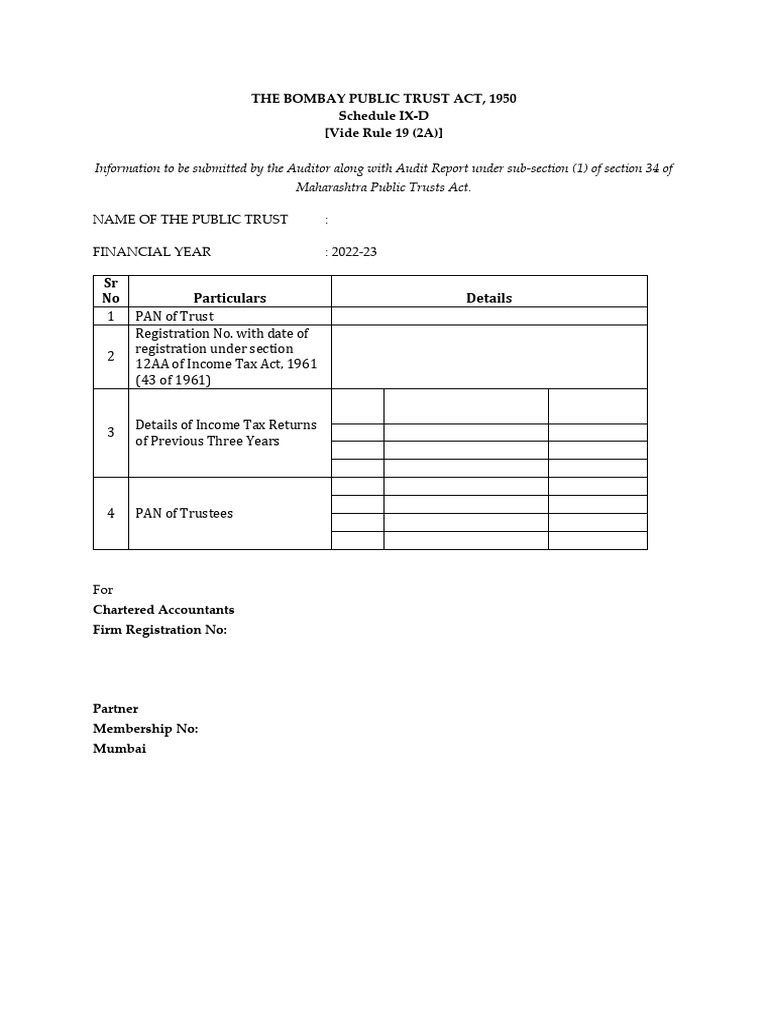 Schedule IX-D Audit Report Format | PDF