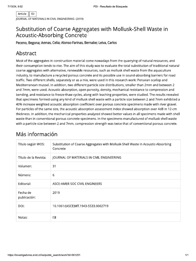 Substitution of Coarse Aggregates with Mollusk-Shell Waste in Acoustic ...