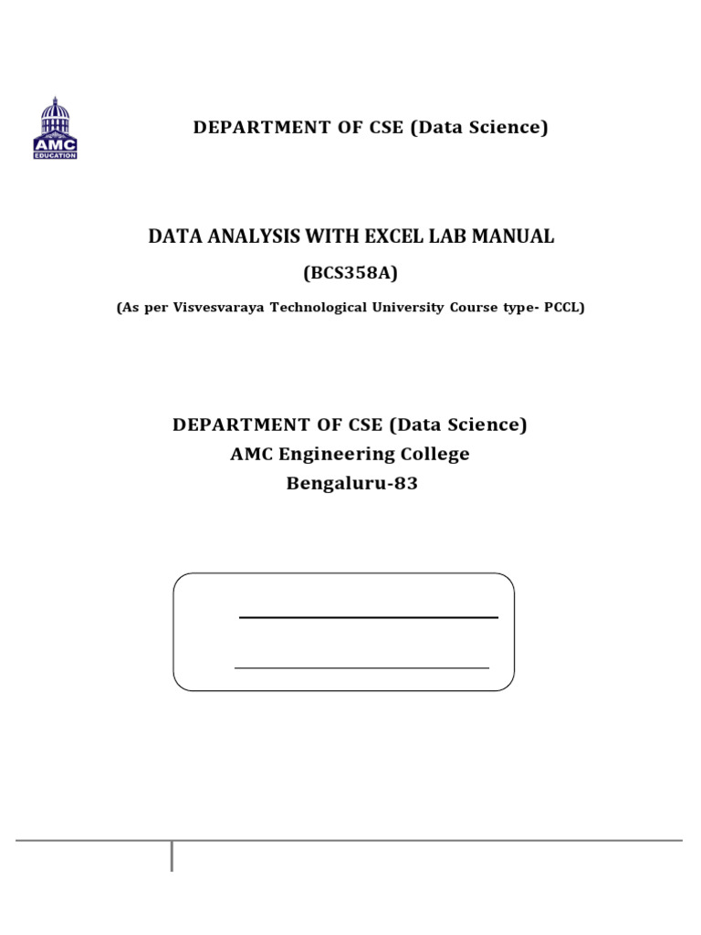 AMCEC DataExcel Lab Manual | PDF | Microsoft Excel | Computing