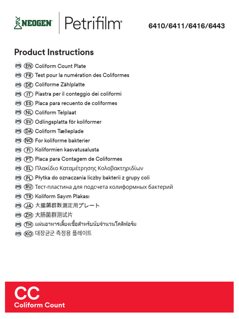 Coliform Count Plate - Product Instructions - FS00931A | PDF