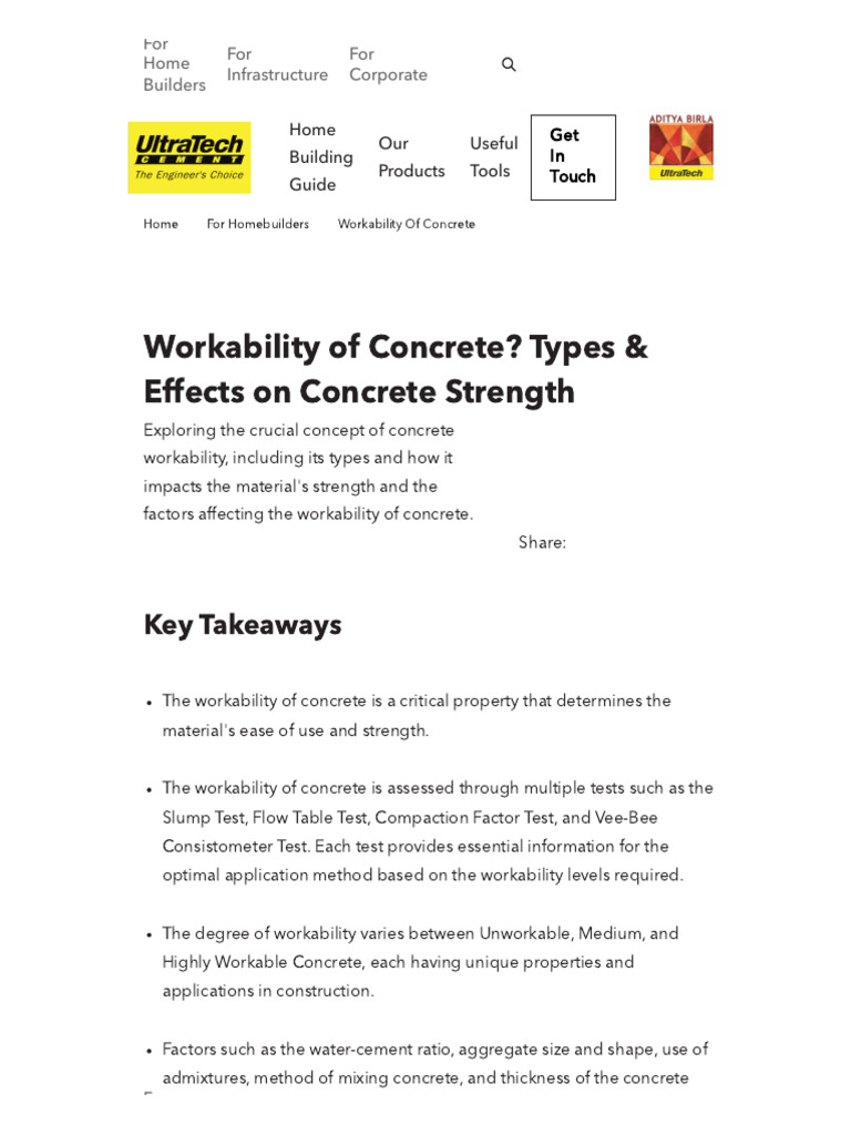 Workability of Concrete_ Types and Factors _ UltraTech Cement | PDF ...