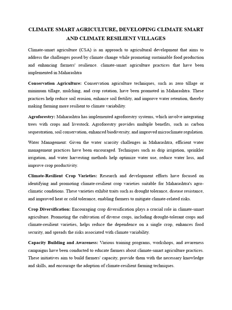 Climate Resilient Villages | PDF | Agriculture | Climate Resilience