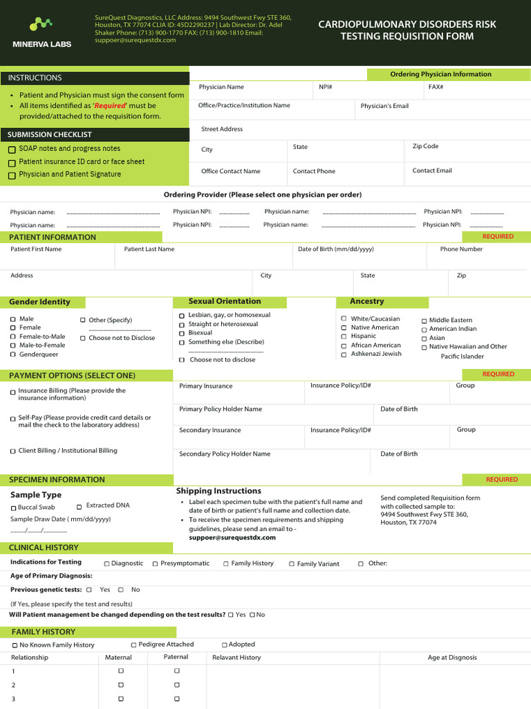 Cardiopulmonary NGS Testing Requisition Form - PDF Edit | PDF ...