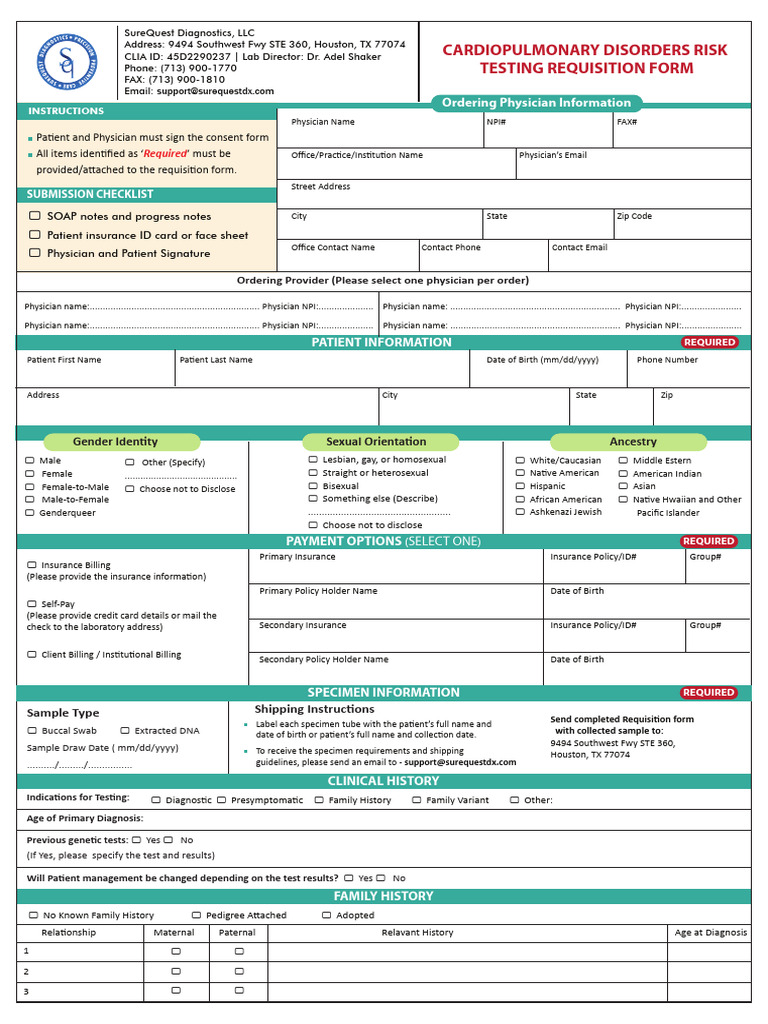 Cardiopulmonary NGS Testing Requisition Form | PDF | Respiratory ...