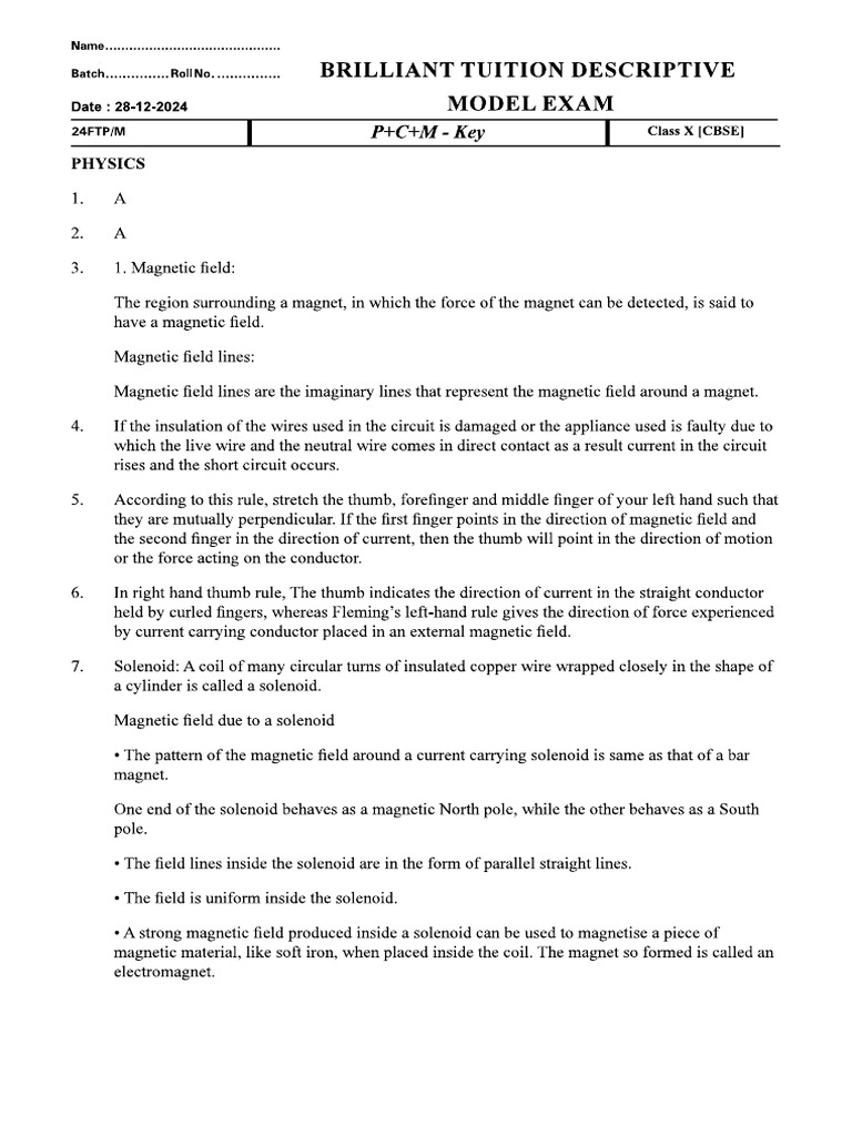 Descriptive Exam - Answer Key 28-12-2024 | PDF