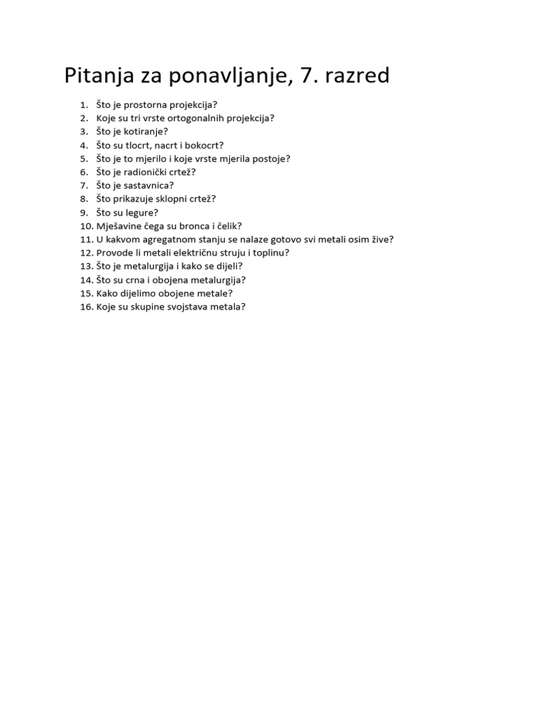 Pitanja Za Ponavljanje, 7 | PDF