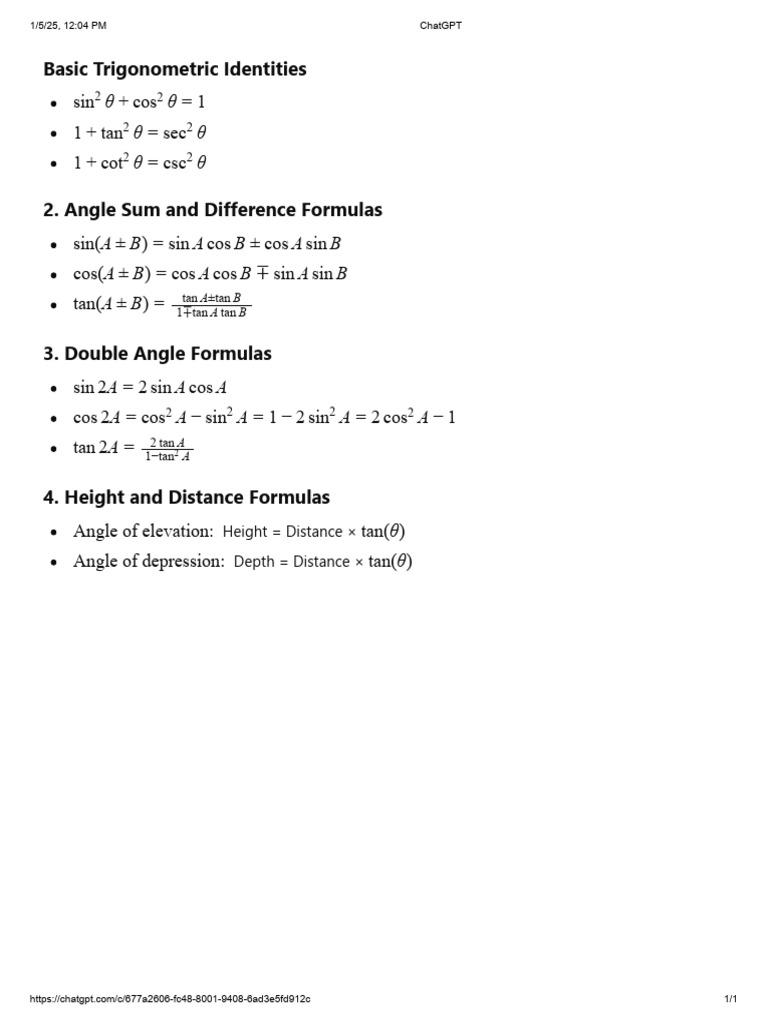 Essential Trigonometric Identities Guide | PDF