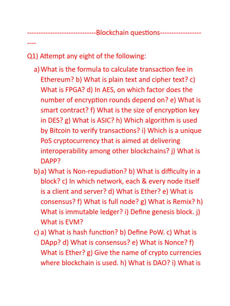 Blockchain Questions | PDF | Cryptocurrency | Secrecy