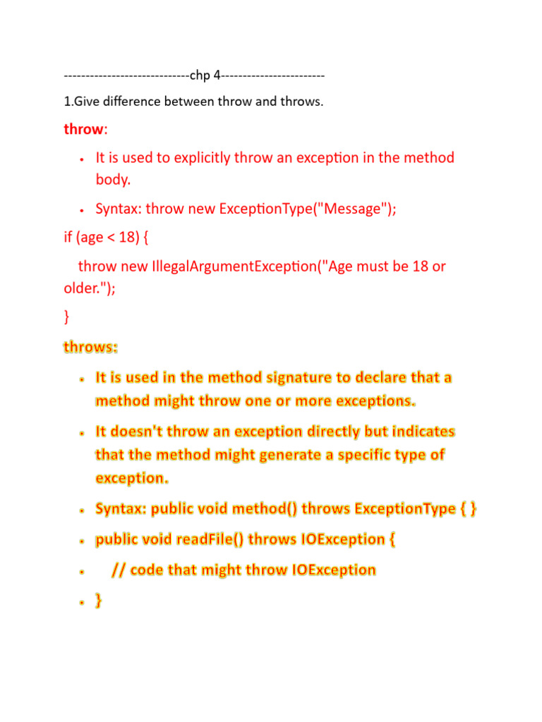 Java Exception Handling Guide | PDF | Object Oriented Programming ...